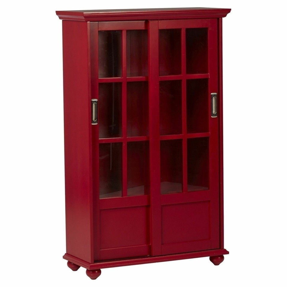 Red Barrister Glass Door Bookcase Bookshelf Wooden Cabinet Display Home ...