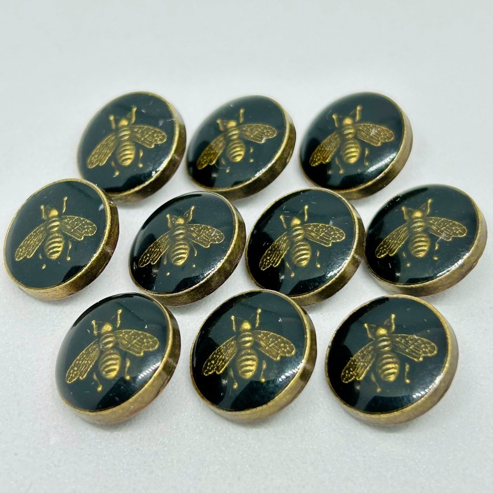 10 Black and Gold Gucci Buttons Gucci Bee Logo 15mm Vintage (LG141) | eBay