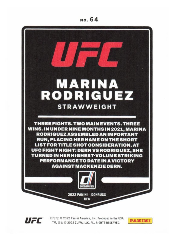 2022 Donruss UFC #64 Marina Rodriguez | eBay
