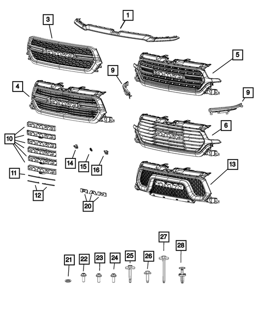 Genuine Mopar Radiator Grille 68404974AE for sale online | eBay