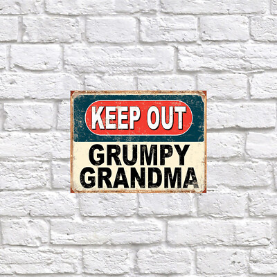 Keep Out Grumpy Grandma, Retro tin sign art decor gift home | eBay UK
