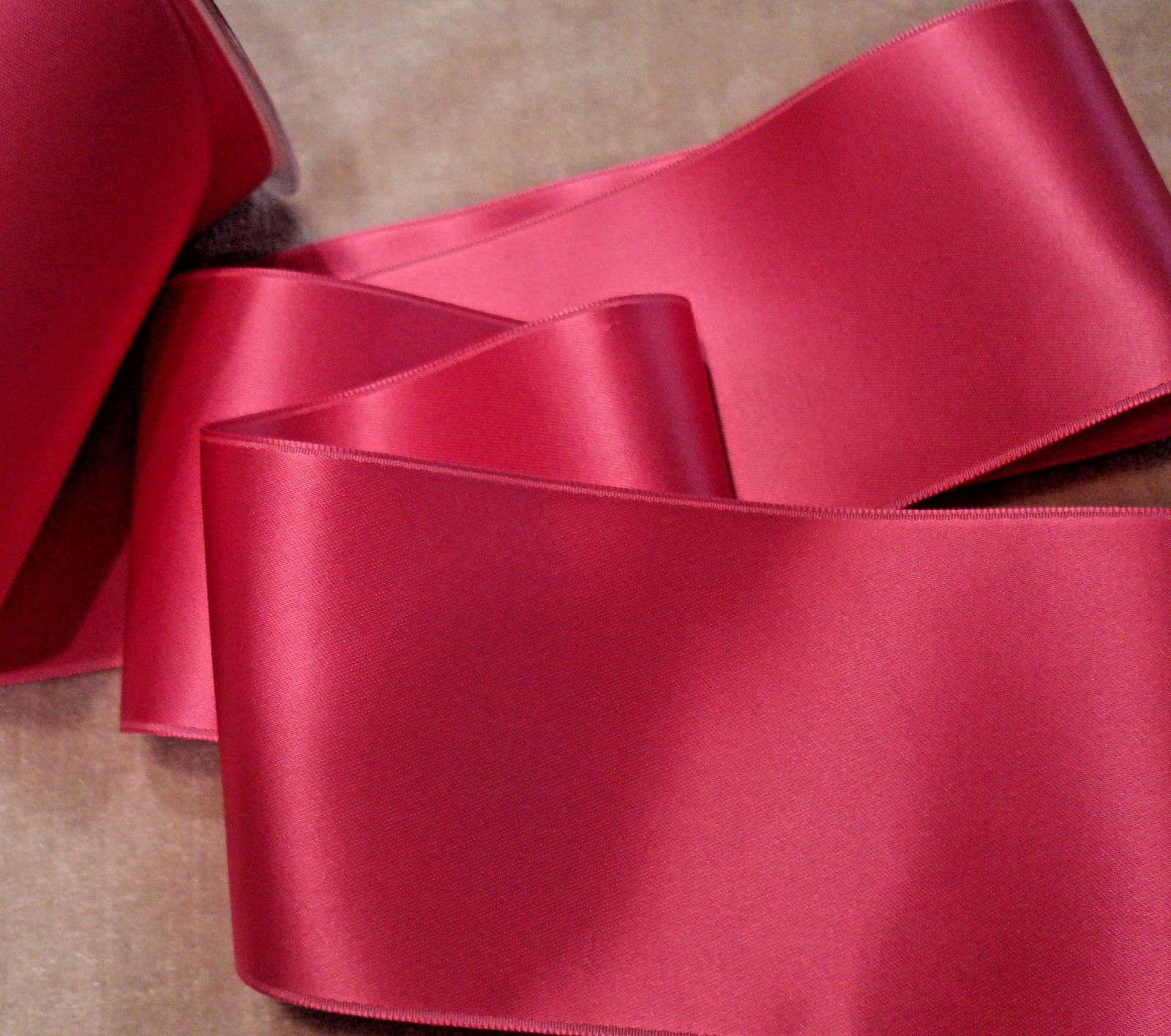 2-3/4" WIDE SWISS DOUBLE FACE SATIN RIBBON- AZALEA PINK - by the yard ...