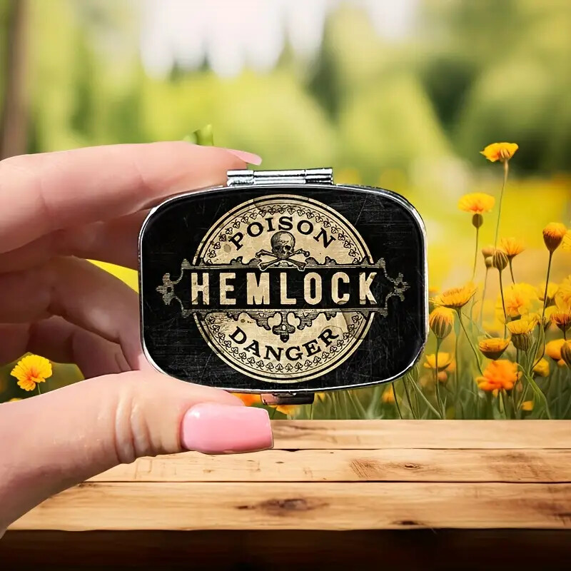 Poison HEMLOCK Square Pill Organizer 2 Compartment Pocket & Travel Size ...