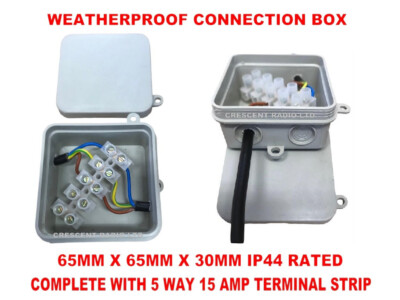 WEATHERPROOF CONNECTION BOX IDEAL FOR FLOODLIGHTS CAMERAS WITH 5W 15A ...