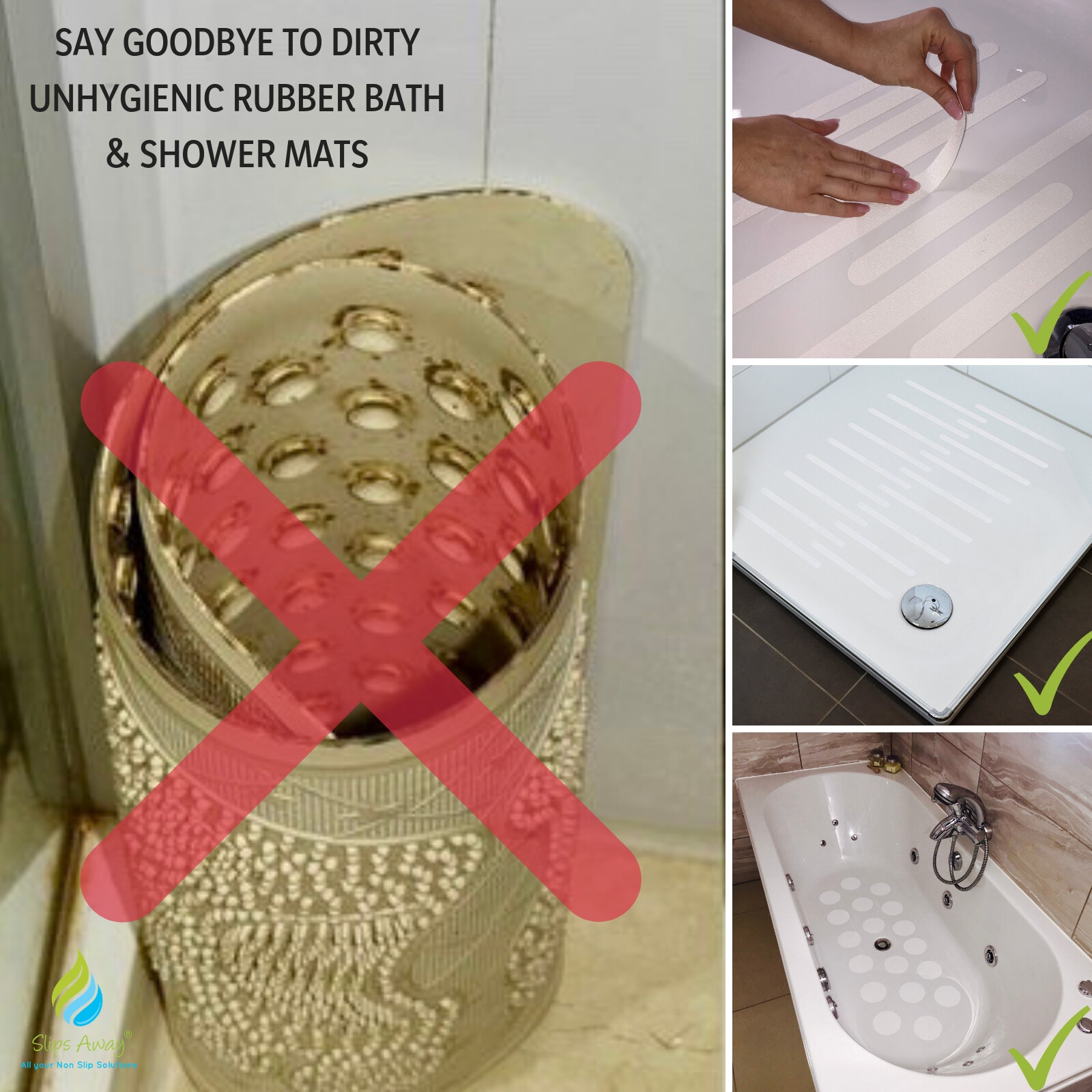 NON SLIP BATH STRIPS SHOWER SAFETY STICKERS ELDERLY DISABILITY MOBILITY ...