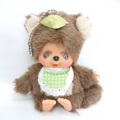 Monchhichi Tanutanu Keychain Plush Toy Leaf Head Green Bib Japan ...