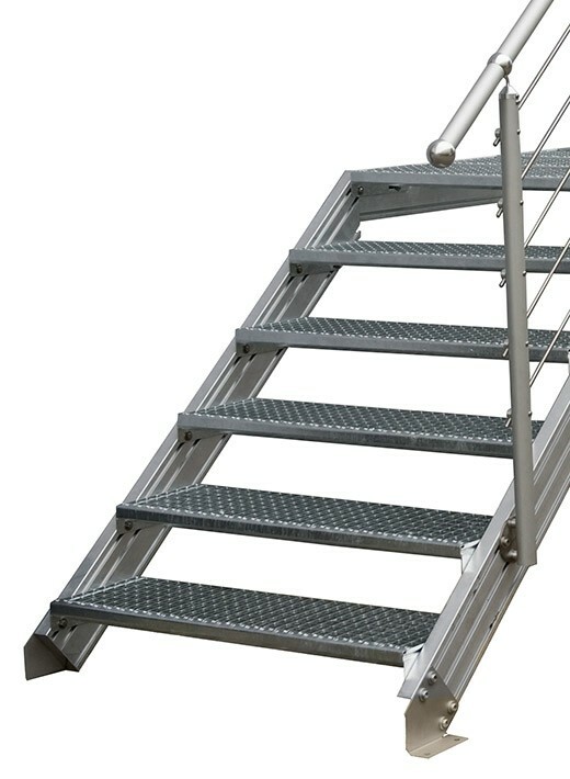 Outdoor Aluminum Stringers Landing Handrail Straight Stairs + Landing 5 ...