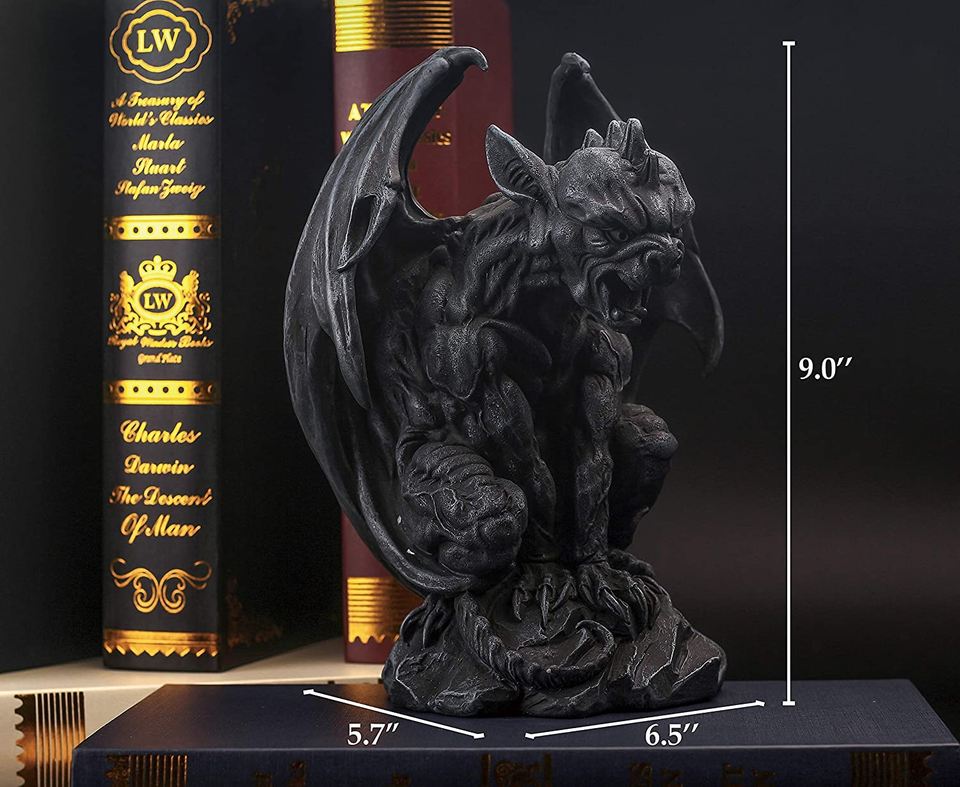 Winged Gargoyle Statue Indoor Outdoor Home Decor Sitting Guardian ...
