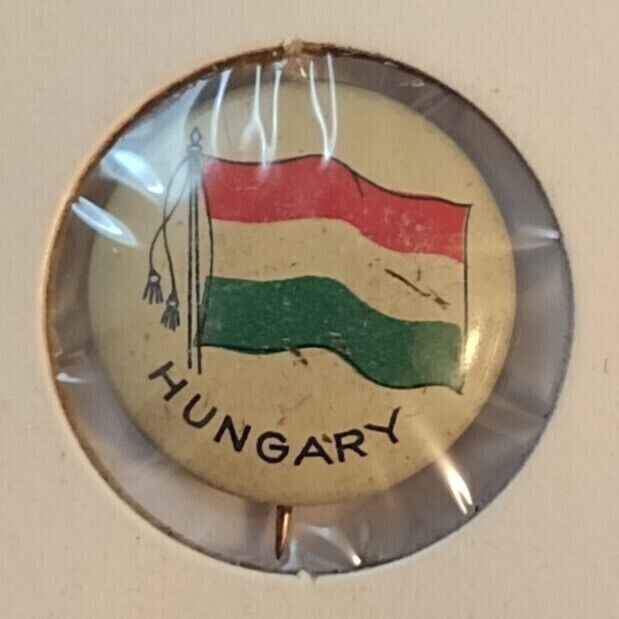 Vintage Hungary Country Flag Pin Back Button Bastian Bros. Rochester ...