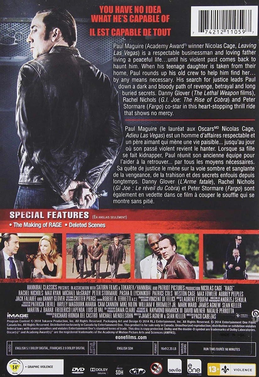 Nicolas Cage Rage Movie Cover Blu Ray