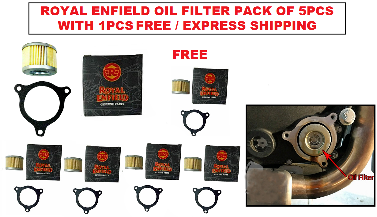 Fits ROYAL ENFIELD HIMALAYAN OIL FILTER PACK OF 5 PCS WITH 1 PCS FREE ...