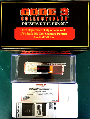 CODE3 - 12836 FDNY LIMITED EDITION OF 2005 DIE CAST SEAGRAVE PUMPER - MINT RARE | eBay