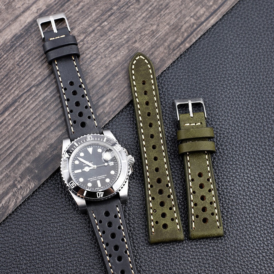 Rally Racing Leather Watch Strap 18mm 19mm 20mm 21mm 22mm Vintage ...