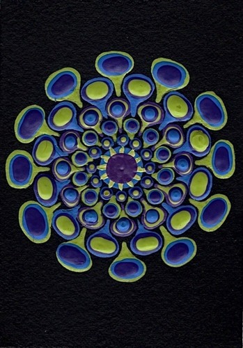 Dot Blob Mandala ACEO Original Painting Green & Purple Anemone | eBay