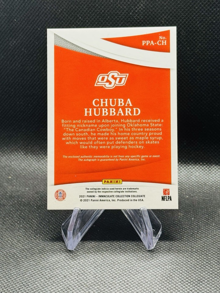 CHUBA HUBBARD 2021 IMMACULATE COLLEGIATE 3 COLOR PATCH RPA /99 OKLAHOMA ...