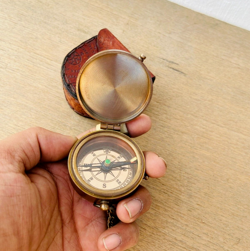 Antique Vintage Brass Pocket Compass Brass Nautical Compass Marine ...