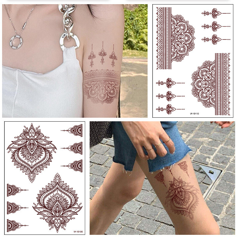 Body Art Waterproof Tattoo Stickers Brown Red Tattoo Stickers Tattoo ...