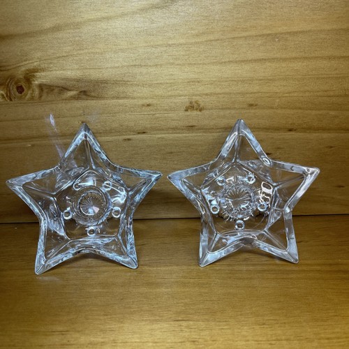 Vintage 5-point Star-Shaped Clear Glass Taper Candle Holders Set Of 2 ...
