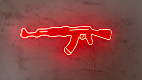 AK47 Gun Neon Sign For Wall Game Room Decoration | Vintage Neon Sign ...