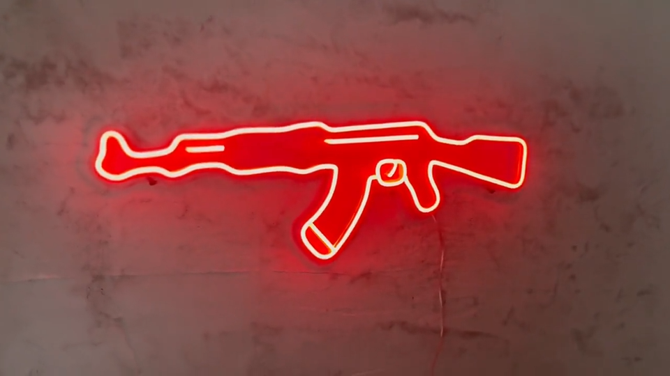 Ak 47 Neon Sign / Neon Wall Gift / Logo Neon Sign / Gun Wall Art /Neon ...