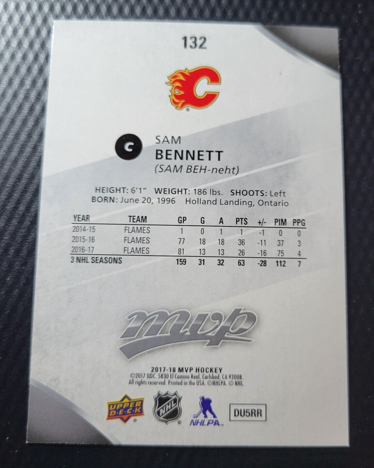 2017-18 Upper Deck MVP Silver Script SAM BENNETT Calgary Flames Hockey ...