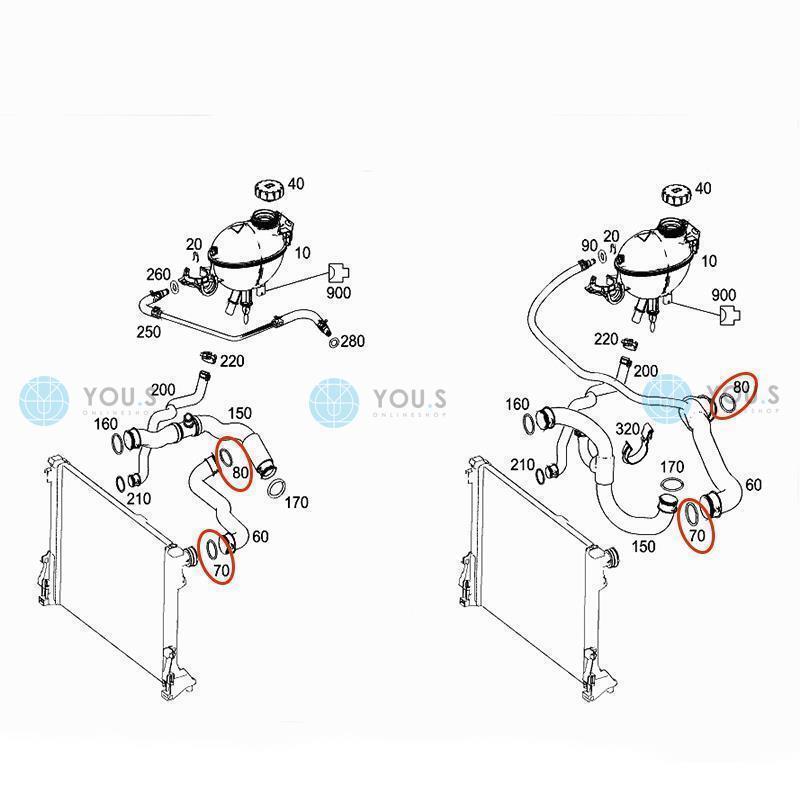 1 X You.S Original Joint Tuyau de Fluide Refroidissement pour Mercedes ...