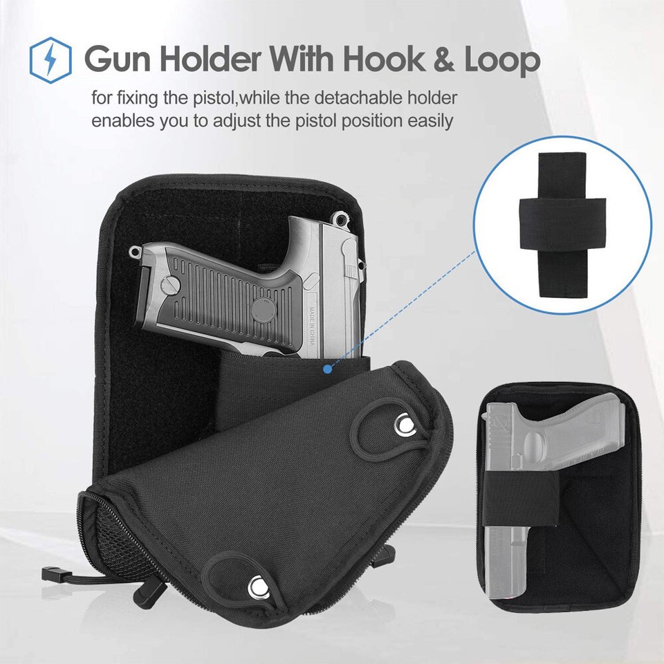 Black Concealed Carry Gun Pouch Pistol Holster Pack Waist Pocket with ...