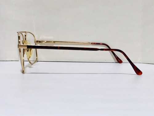 KENMARK FLEX 57mm SQUARE GOLD/AMBER METAL MEN'S EYEGLASSES OPHTHALMIC ...