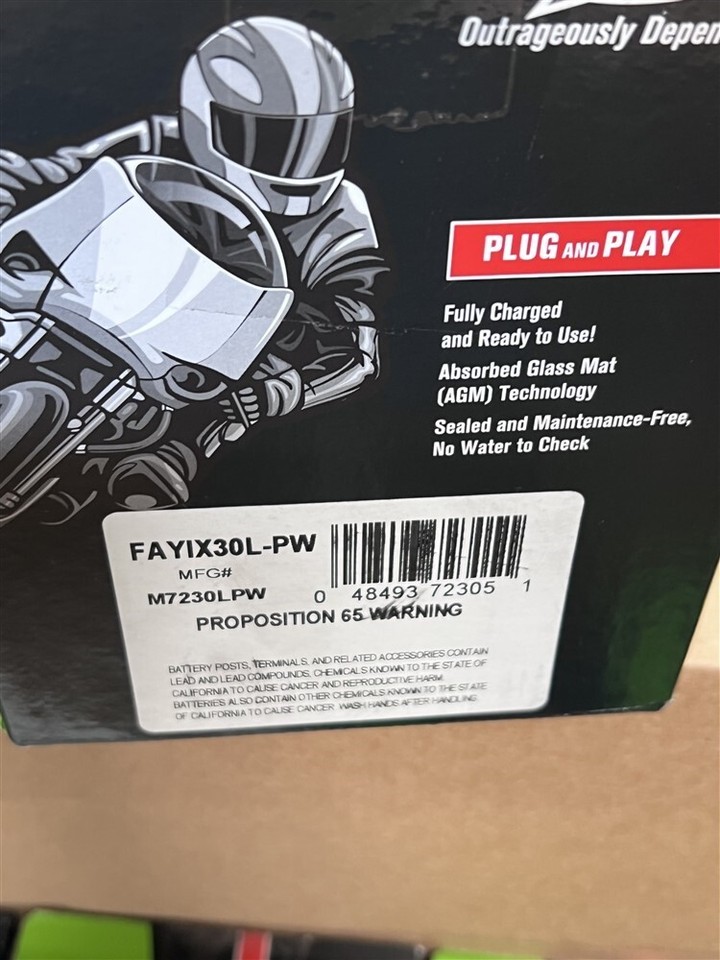 New Interstate Battery Factory Activated CycleTron Plus AGM FAYIX30L-PW ...