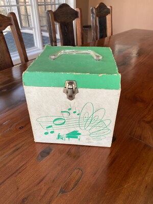 Vintage 45-RPM Vinyl Record Storage Case – Green & Tan W/ 65 Records | eBay
