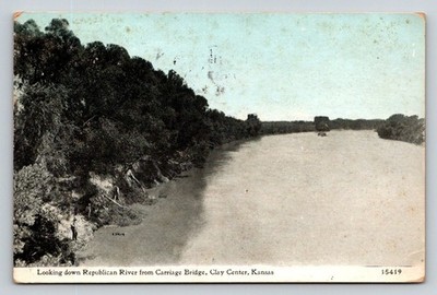 1911 Republican River Carriage Bridge Clay Center Kansas Postcard | eBay