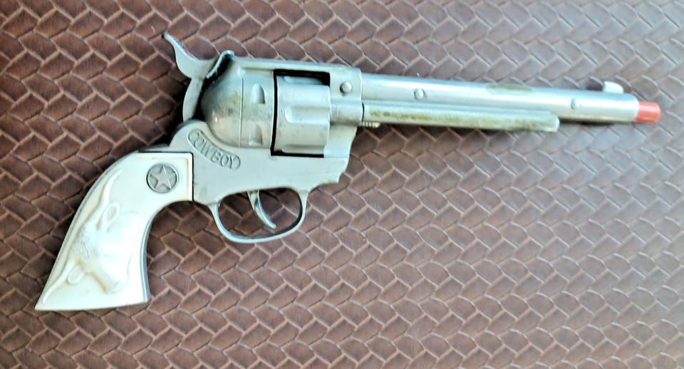 Vintage Hubley Cowboy Cap Gun Revolver w/ Original Leather Holster ...