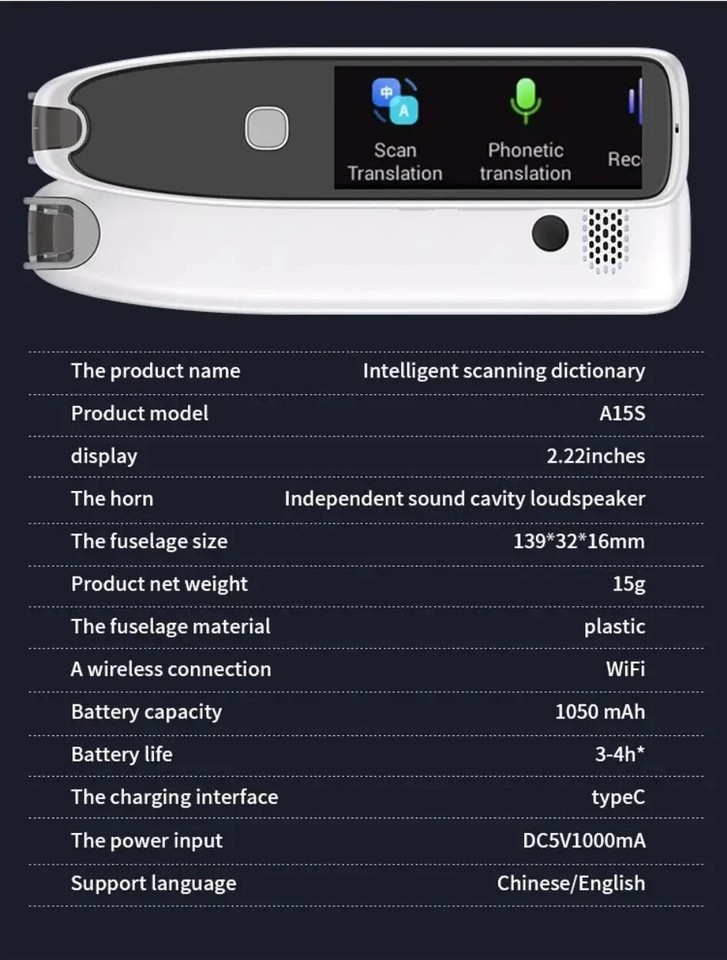 H2 Scanning Translation Pen Text Reading Pen Voice Language Translator ...