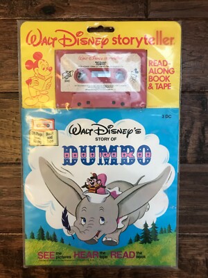 1977 Vintage "WALT DISNEY'S STORY OF DUMBO" Read-Along Book & Tape, NEW ...