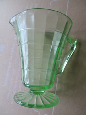 Antique Green Depression Glass Creamer (Only) Block Optic Pattern | eBay