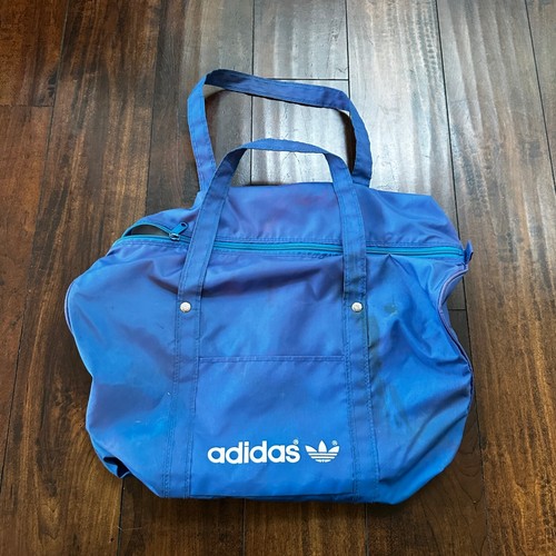 Adidas Vintage Duffle Bag Gym Travel Retro Spellout Light Blue Duffel ...