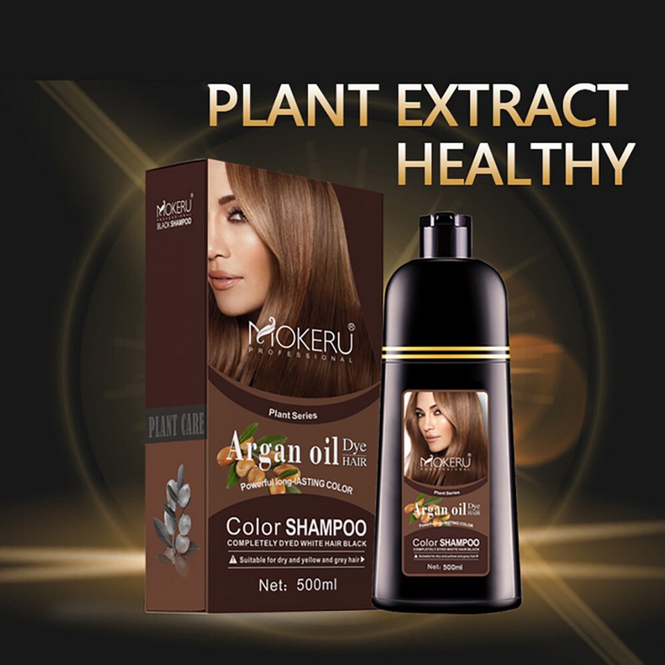 Mokeru Black/Brown Hair Color Instant Hair Dye Shampoo Natural Plants ...