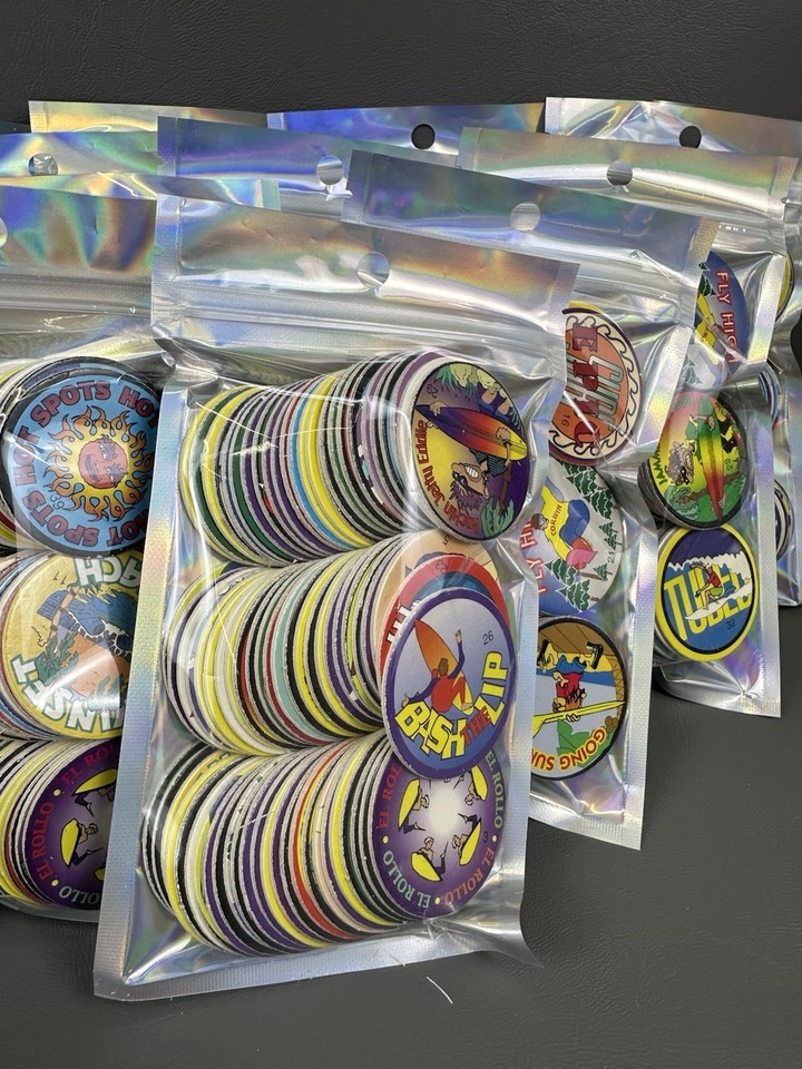 Pogs 90's Milk Caps Random Pack of 75 Surfing | eBay