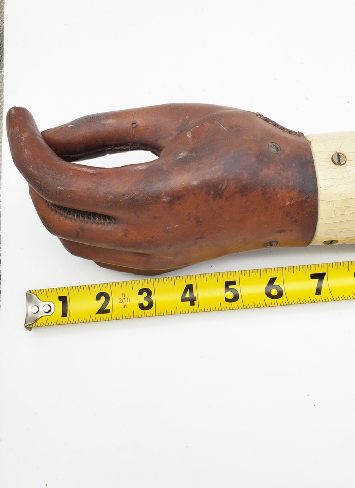 Antique Surgical Medical Leather Wood Prosthetic Arm Hand European ...