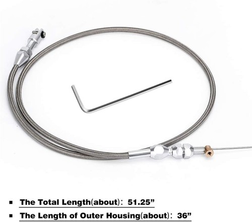 36" Braided Throttle Cable Kit Compatible with 97-07 Chevrolet/Chevy ...