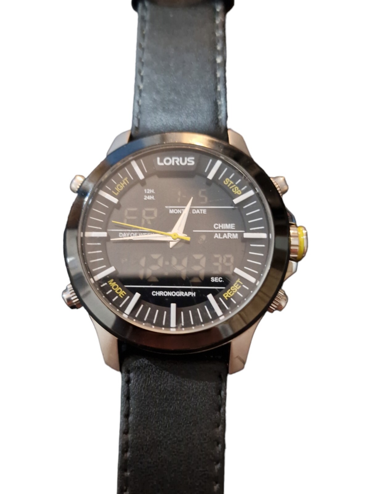 Mens Black Steel SEIKO Lorus Dual Chrono 100m Sports Watch Z021-x002 ...