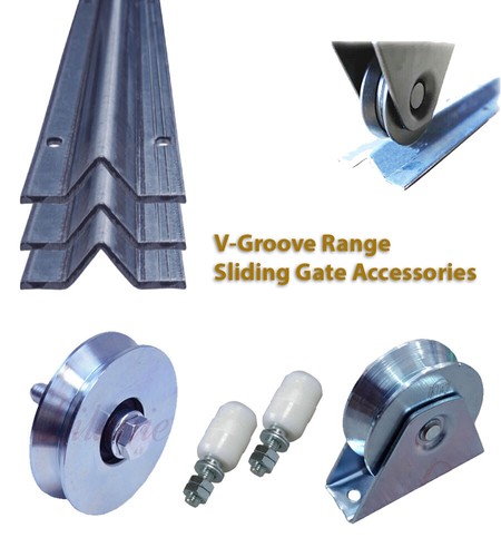 V Groove Wheels Rollers and Bolt Down Tracks | Rail Sliding Gate ...
