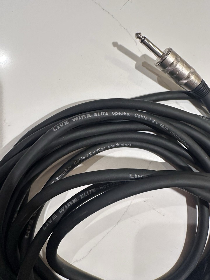 Livewire ELITE 12 Gauge Speaker Cable 1/4” to 1/4” 25’ Neutrik Male To ...
