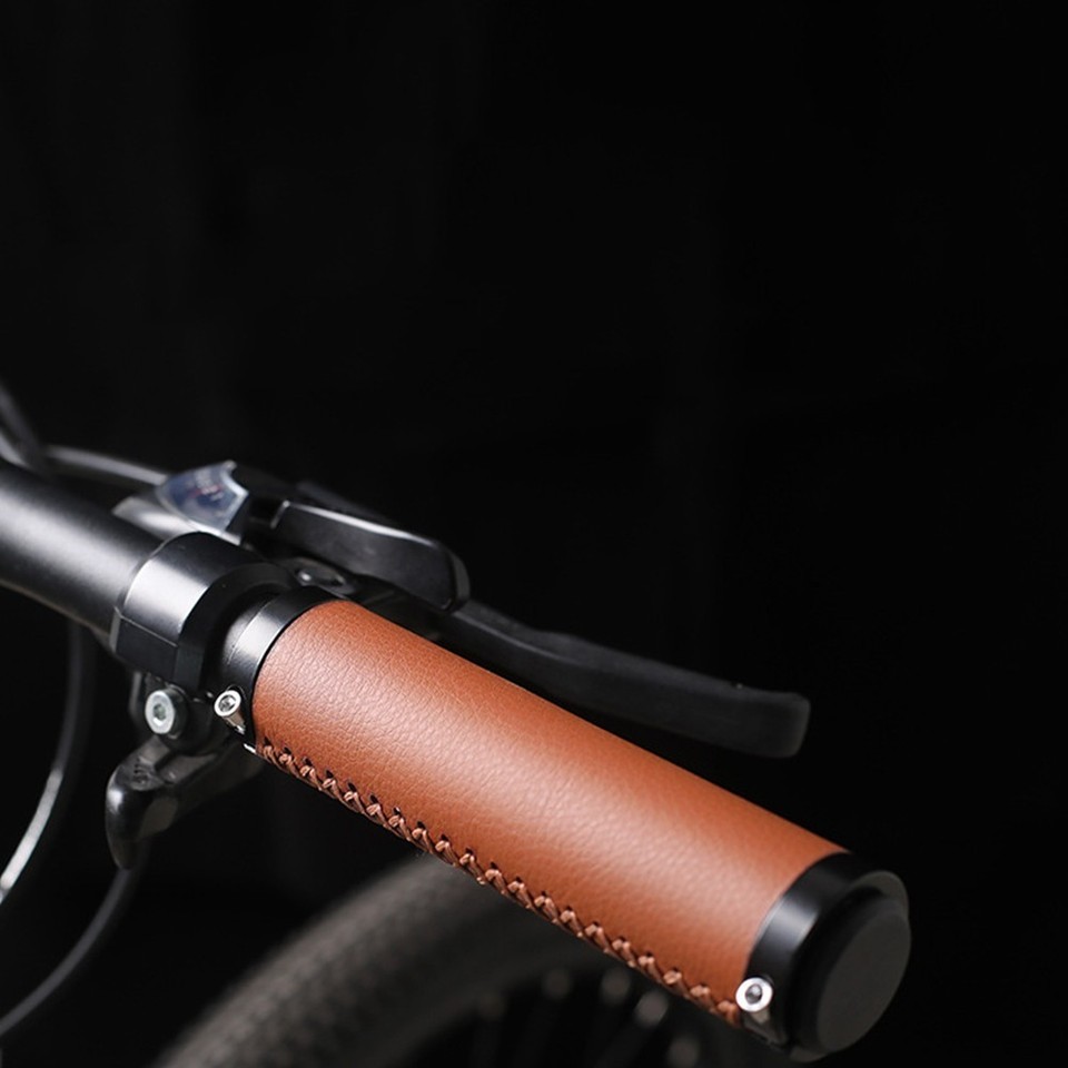 Bike Cowhide Grips Retro Bike Grips Commuting Cycling Double Lock-on ...