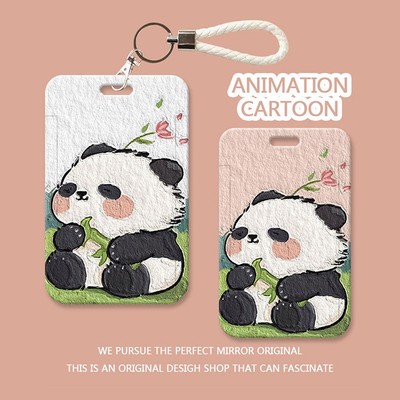 Cute Panda Card Set Plastic Card Case Cartoon ID Badge Holder Students ...