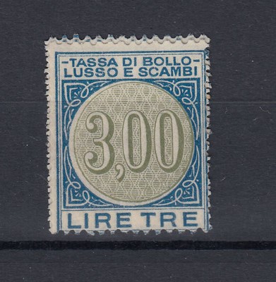 1921 MARCHE DA BOLLO TASSA LUSSO E SCAMBI 3 LIRE I SEZIONE USATA | eBay