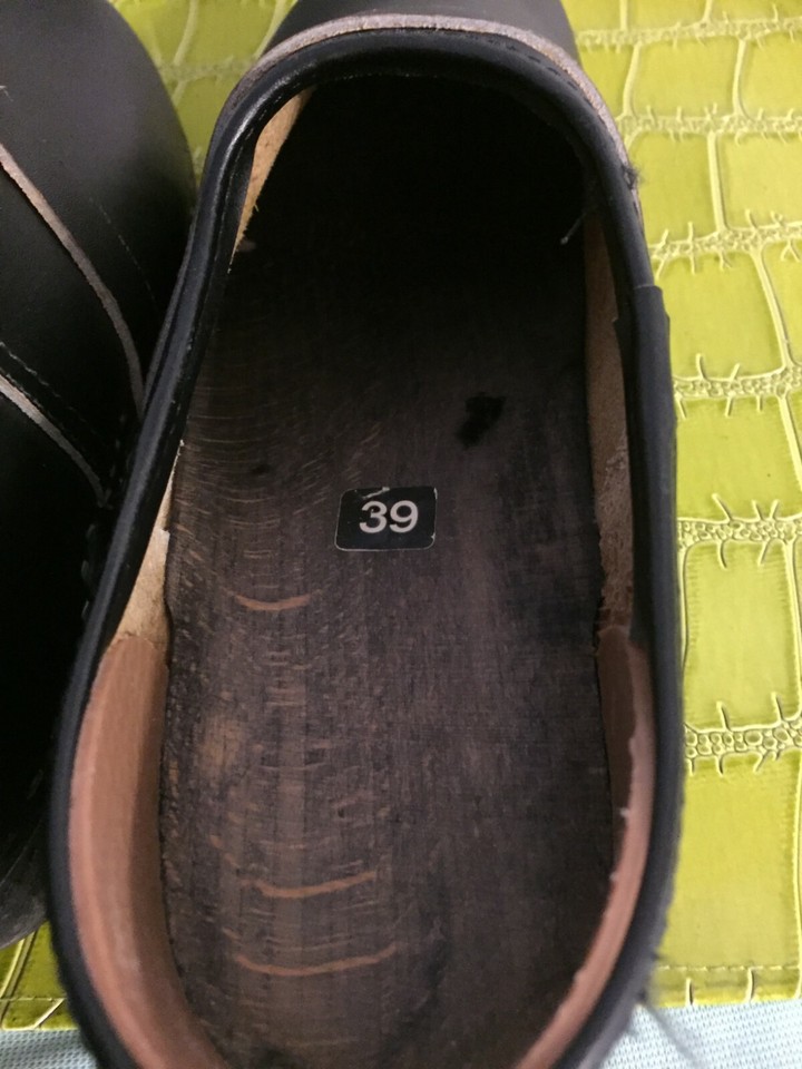 Vintage 80s Authentic Dutch Black Leather Wood Clogs - Size 9 B ...