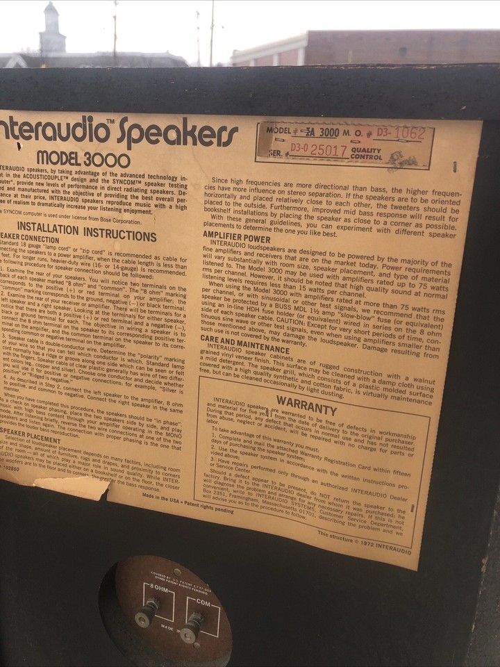 Vintage Bose Floor Speakers Interaudio 3000 Dual Tweeter | eBay