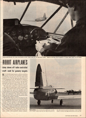 1944 WW2 Article ROBOT AIRPLANES Radio Controlled Gunnery Targets ...