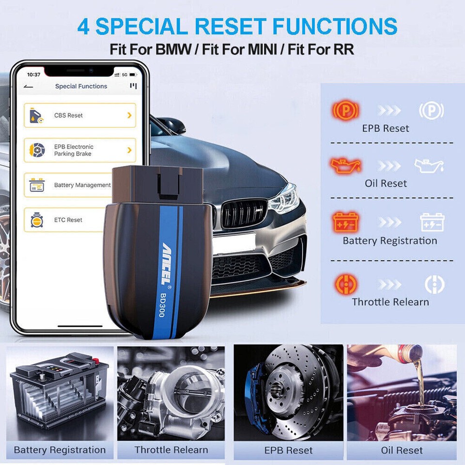 ANCEL BD300 Bluetooth OBD2 Scanner For BMW Battery Registration ...